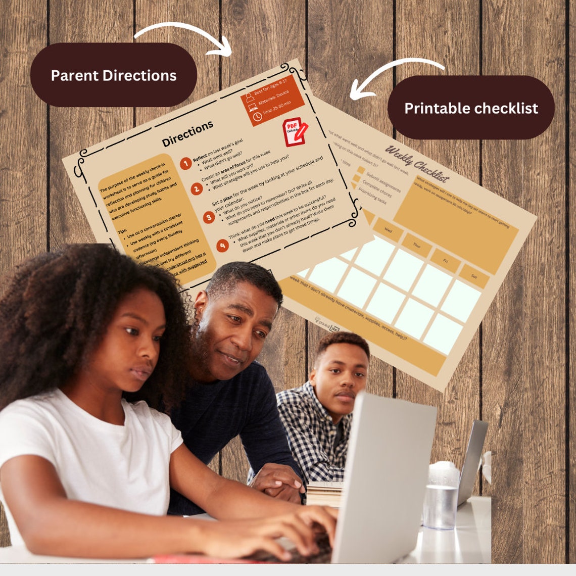 Student Digital Weekly Check-in Worksheet for Improved Executive ...