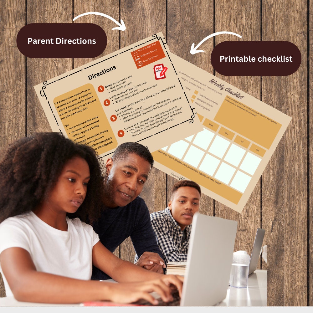 Student Digital Weekly Check-in Worksheet for Improved Executive ...