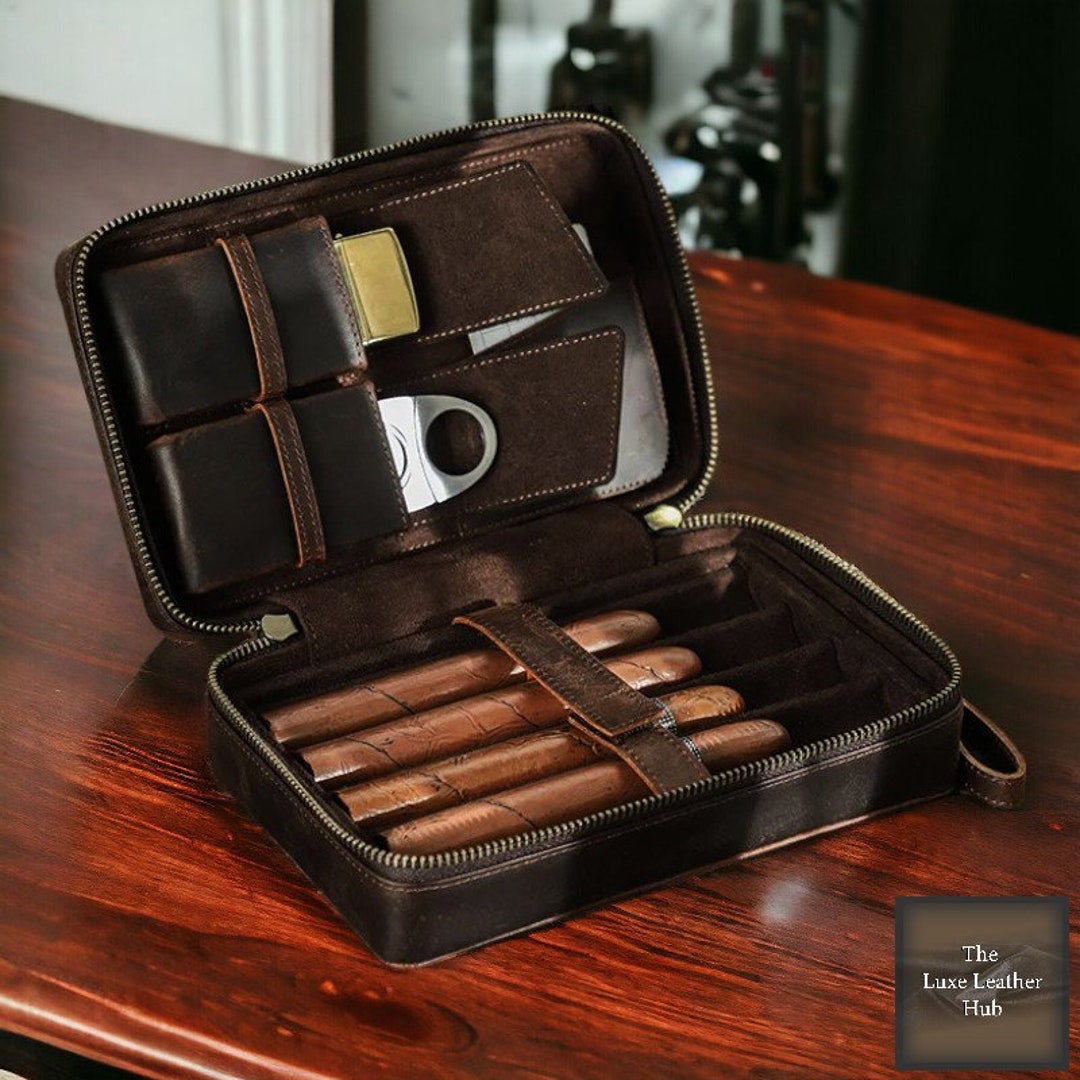 Real Leather Cigar Case, Tobacco Storage Case, Leather Cover, Travel ...
