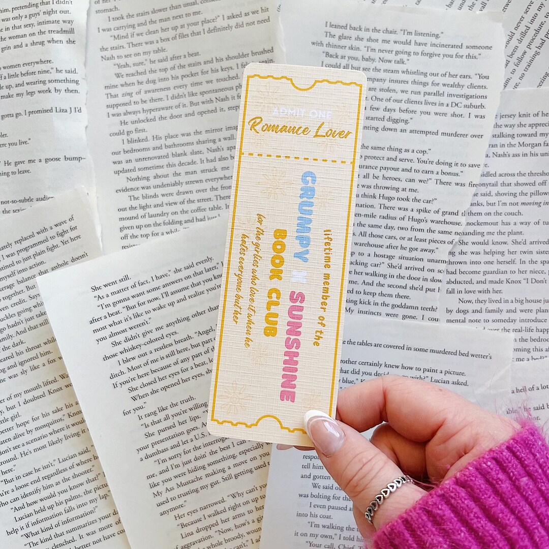 Grumpy X Sunshine Book Club Linen Bookmark: Ticket Style - Etsy Australia