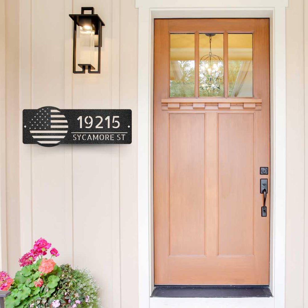 Customizable American Flag Address Sign - Etsy