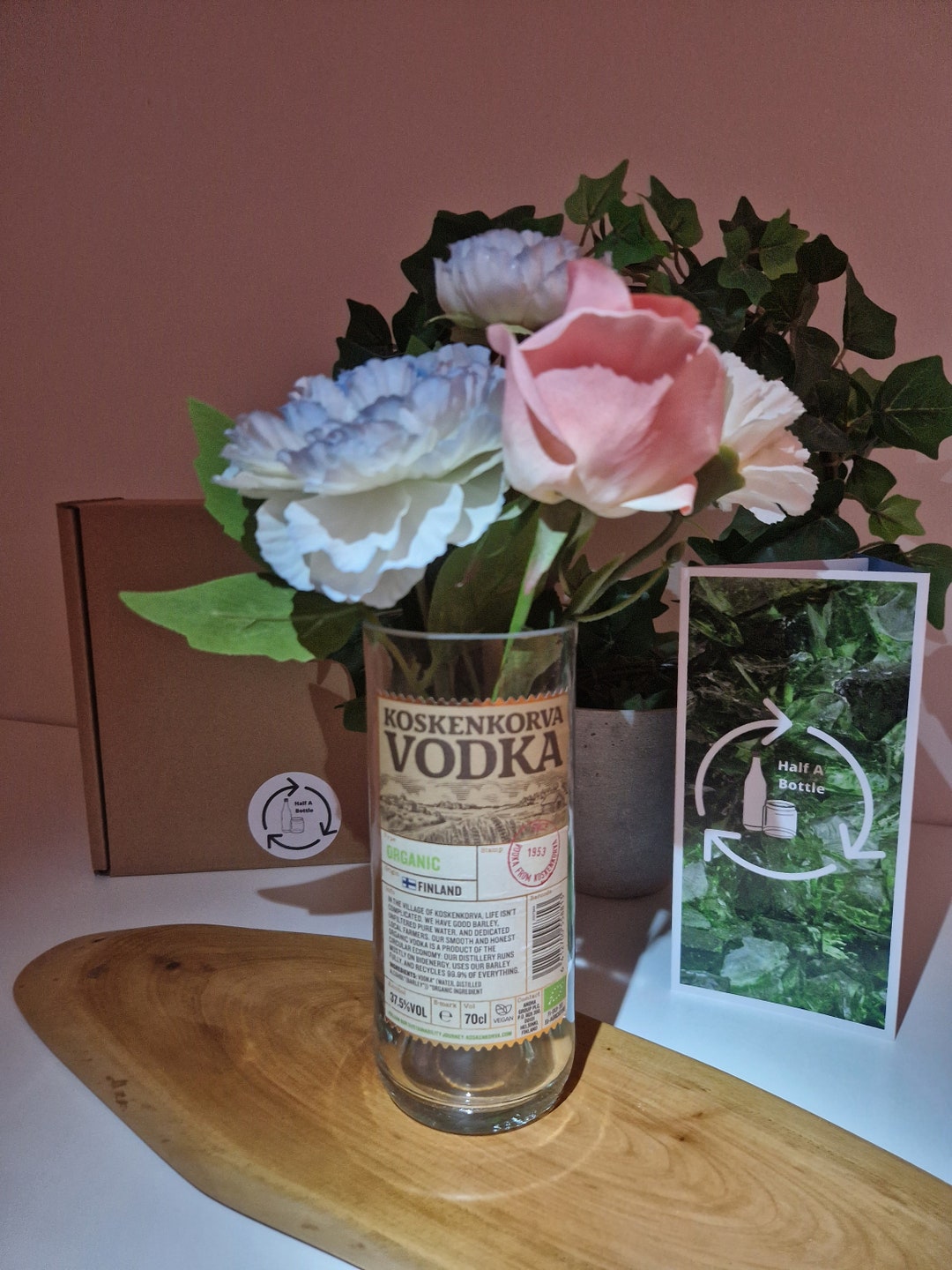 Koskenkorva Vodka Vase, Bottle Vase, Handcutted, Hal Fa Bottle - Etsy