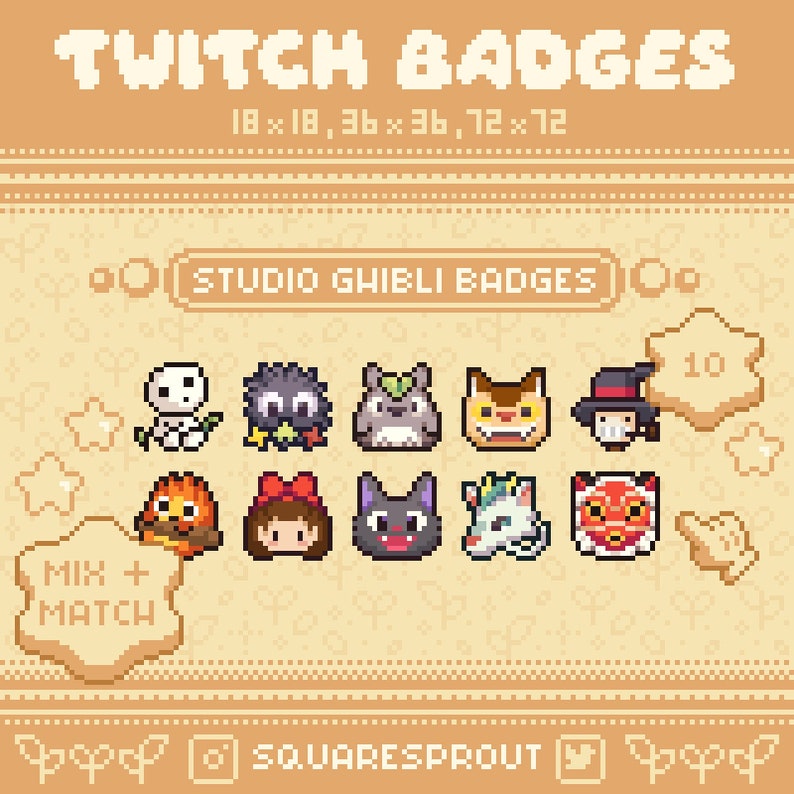Studio Ghibli Pixel Art Twitch Badges: Mix & Match (10 Badges) - Etsy