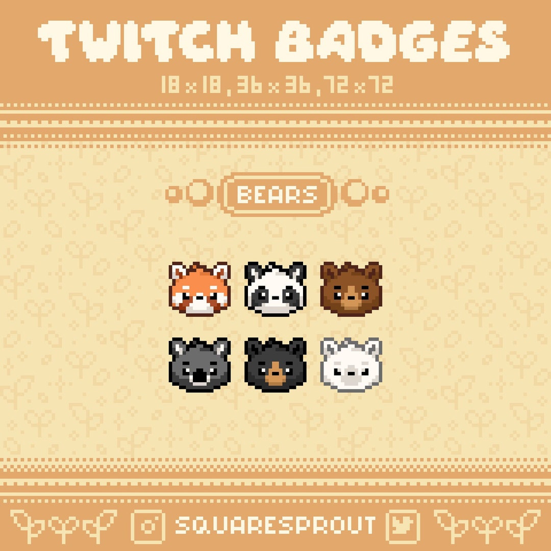 Bear Pixel Sub / Bit Badges for Twitch, Premade Pixel Art for Your ...