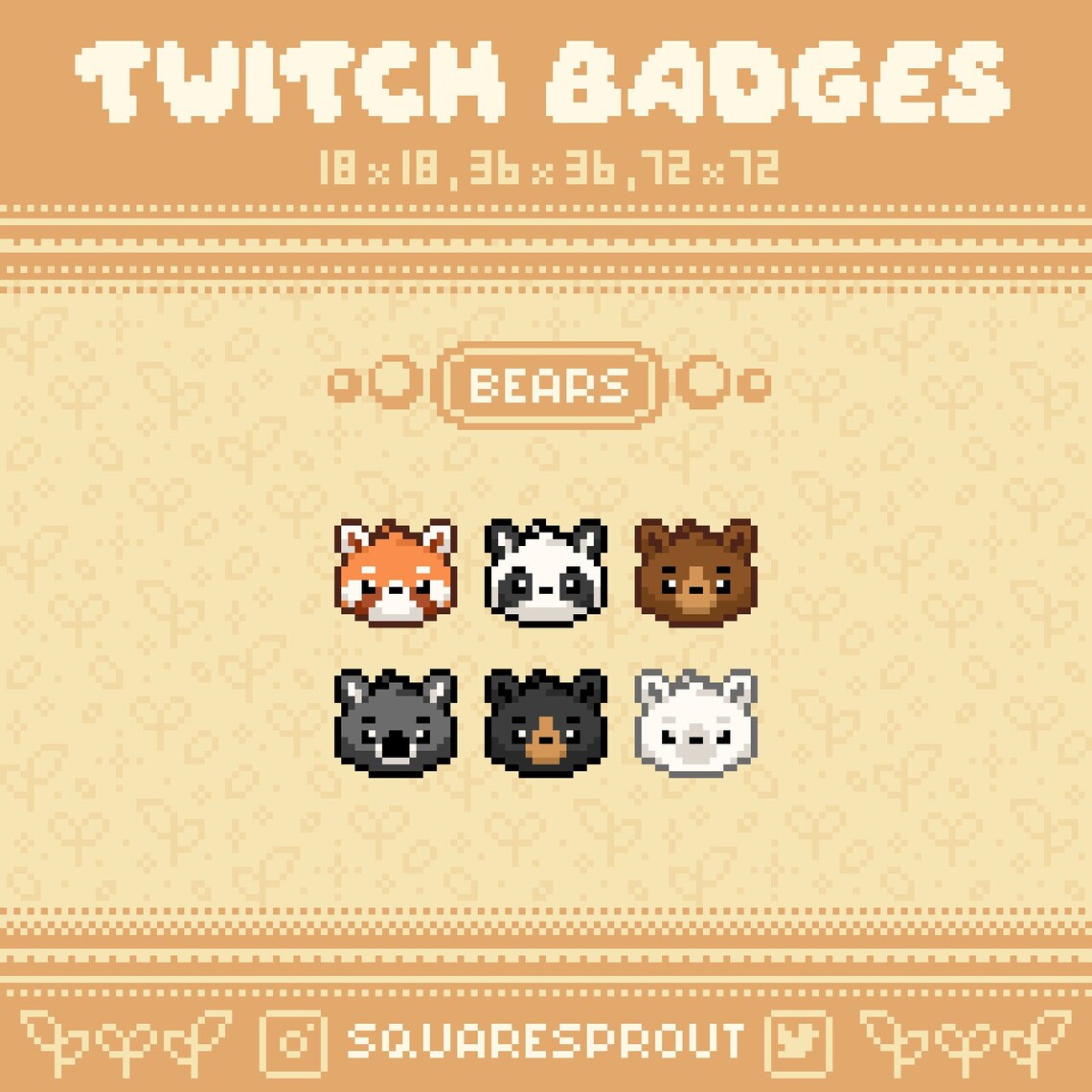 Bear Pixel Sub / Bit Badges for Twitch, Premade Pixel Art for Your ...
