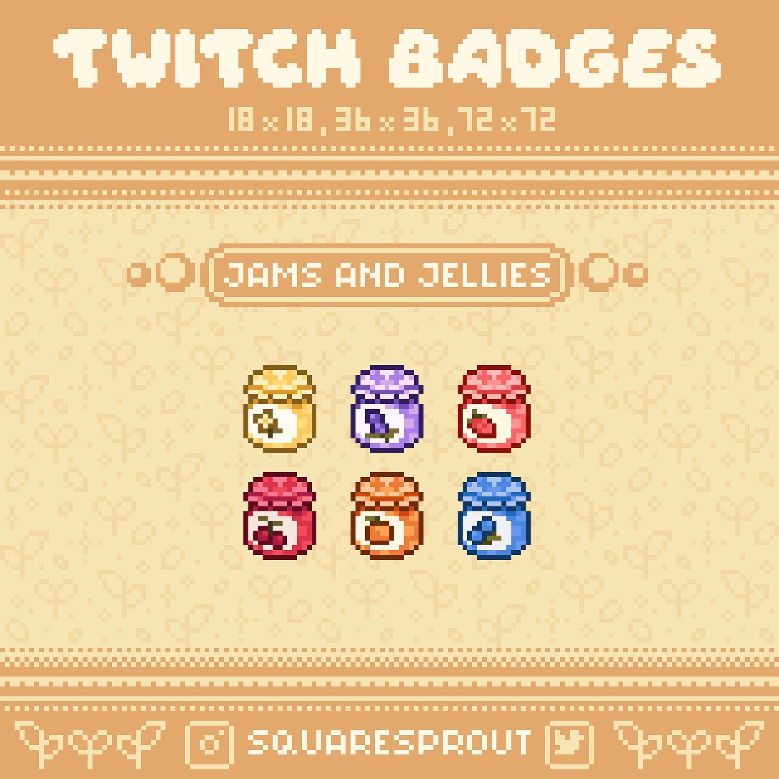 Jam & Jelly Pixel Art Twitch Badges: Streaming Channel Sub Badges ...
