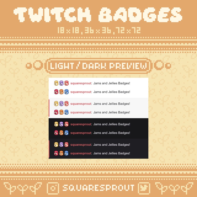 Jam & Jelly Pixel Art Twitch Badges: Streaming Channel Sub Badges ...