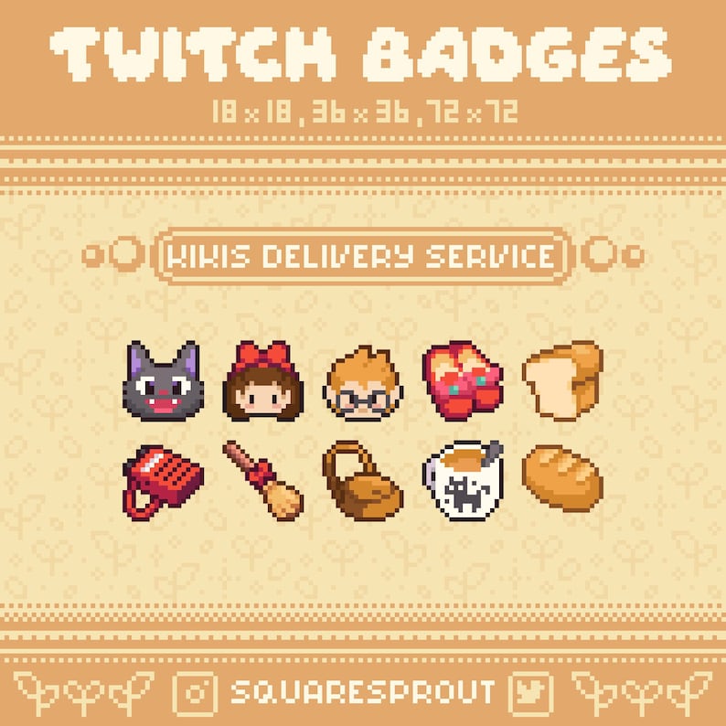 Studio Ghibli: Kiki's Delivery Service Pixel Art Twitch Badges (digital ...