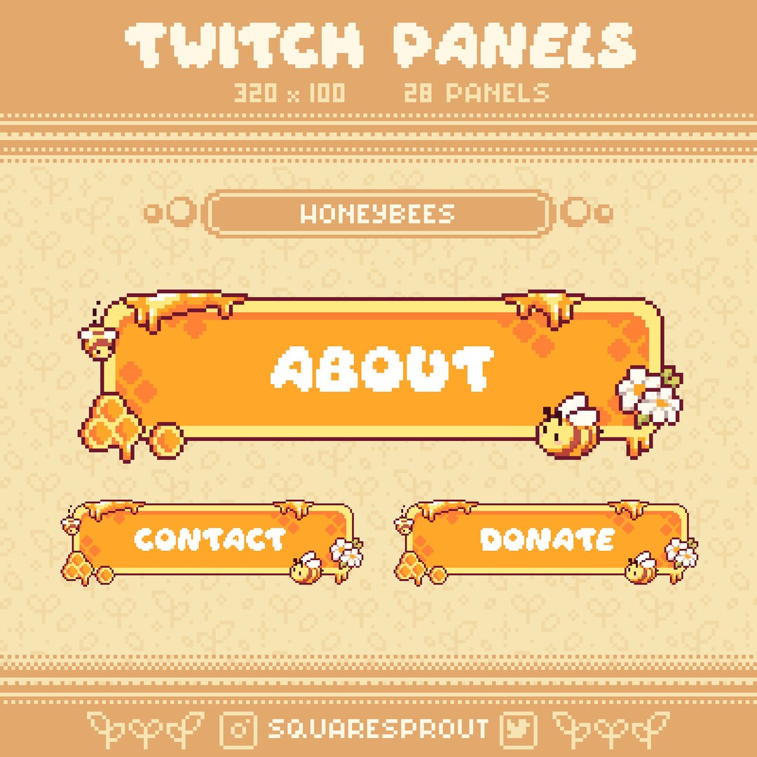 Honeybee Pixel Art Twitch Panels: Streaming Channel Graphics (digital ...