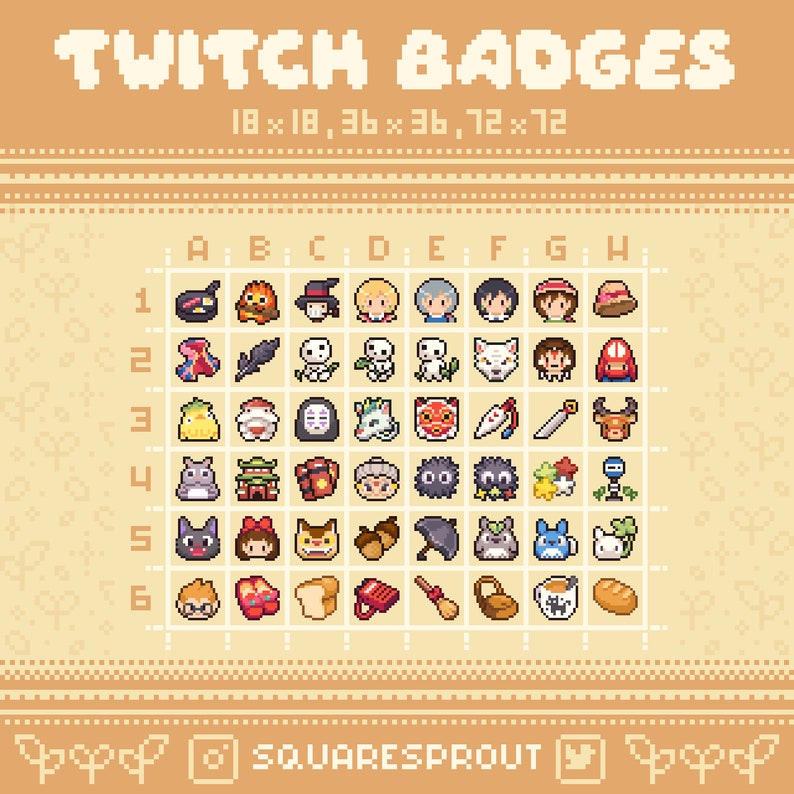Studio Ghibli Pixel Art Twitch Badges: Mix & Match (10 Badges) - Etsy