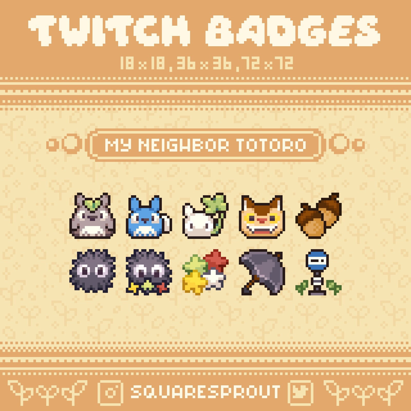 Totoro Pixel Art Grid