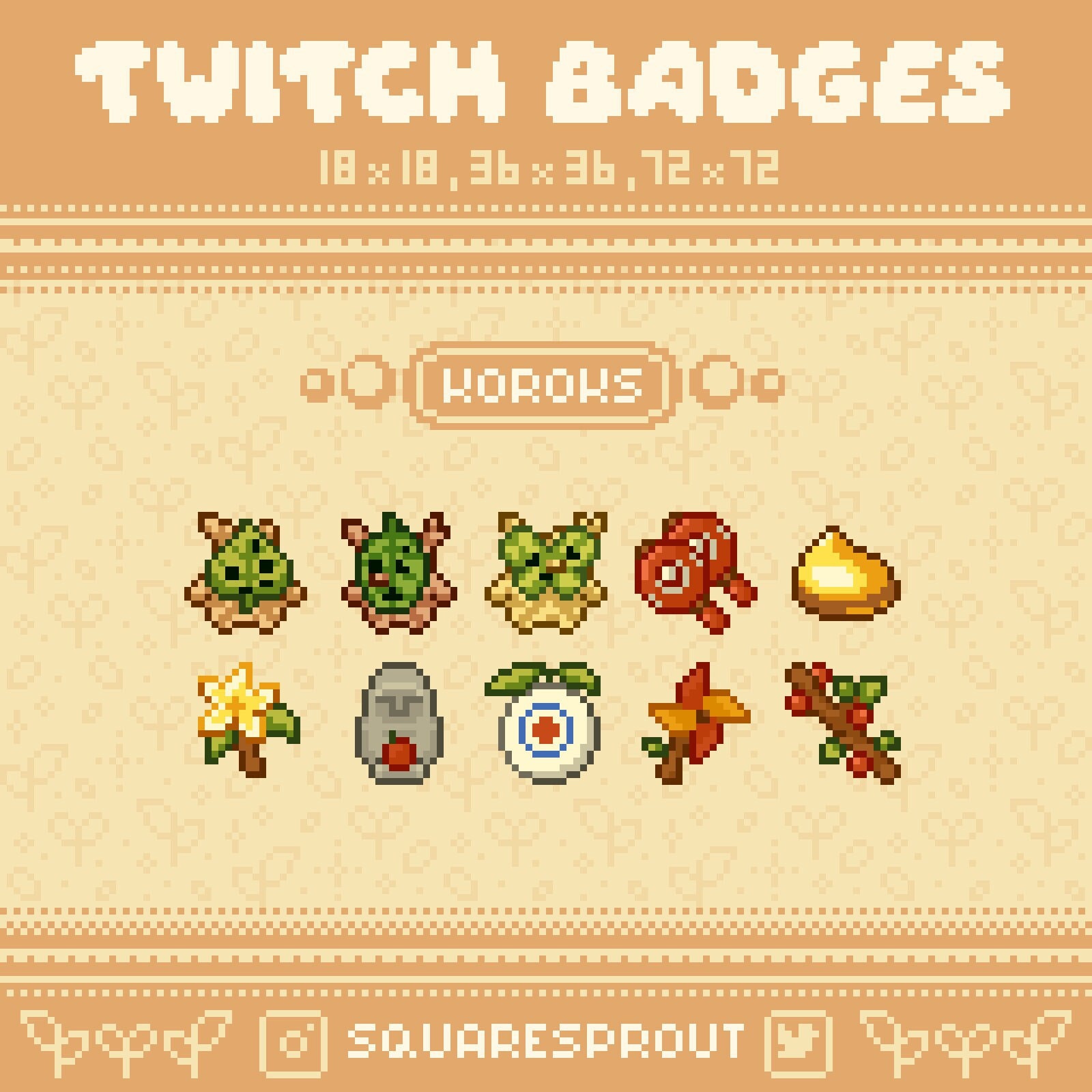 The Legend of Zelda: Korok Pixel Sub / Bit Badges for Twitch, Premade ...