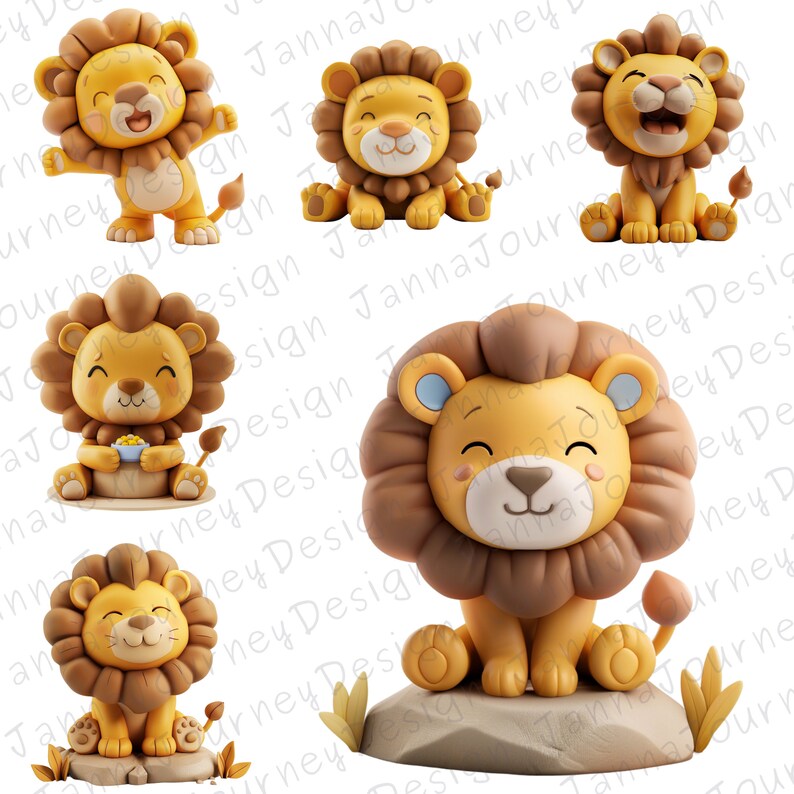 Safari Lion Cub Clip Art Collection | Watercolor Nursery Wall Art ...