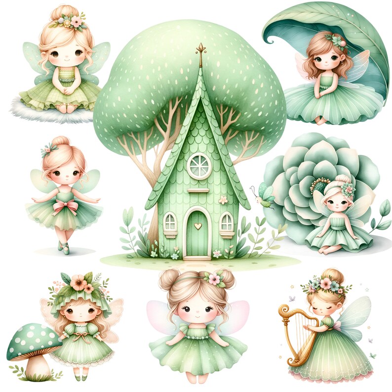 Enchanted Fairy Garden Clipart Magic Fairy Tale & Forest Illustrations ...