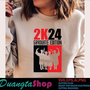 Graduate 2K24 SVG for Cricut, Vertical Senior PNG, Graduation SVG ...