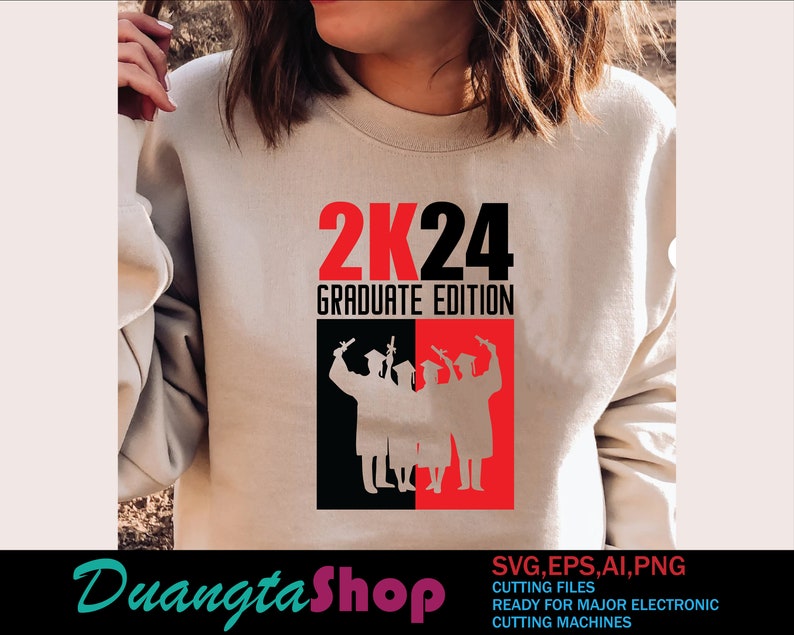 Graduate 2K24 SVG for Cricut, Vertical Senior PNG, Graduation SVG ...