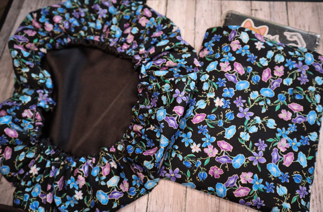Blue & Purple Floral Satin Bonnet and Kindle Sleeve Set, 6.8 Paperwhite ...