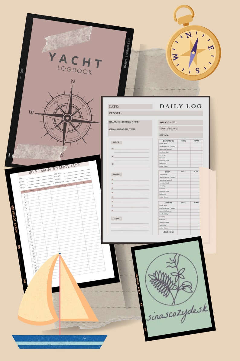 Printable Yacht Logbook Beige Pdf - Etsy
