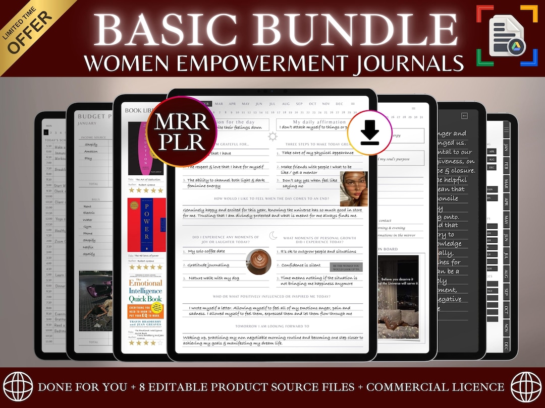 Basic Bundle for Women Empowerment Digital Products Library With Master ...