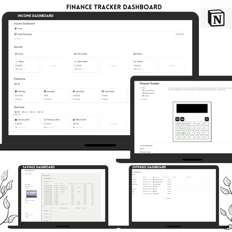 Ultimate Finance Tracker Template for Notion Budget Planner & Expense Tracker Savings Tracker ...