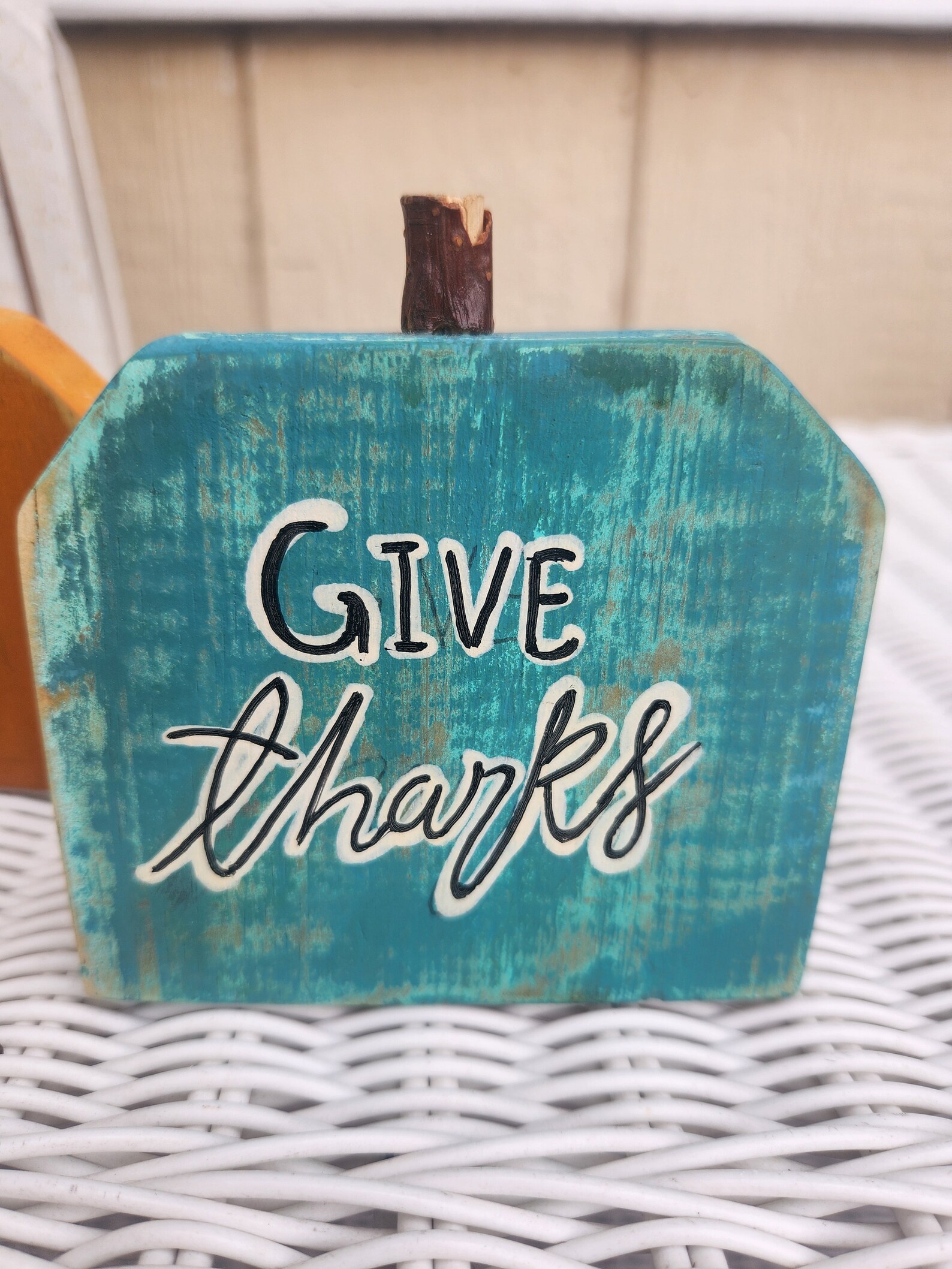 Fall Decor, Thanksgiving Decor, Give Thanks Wooden Pumpkin Set of 2 ...