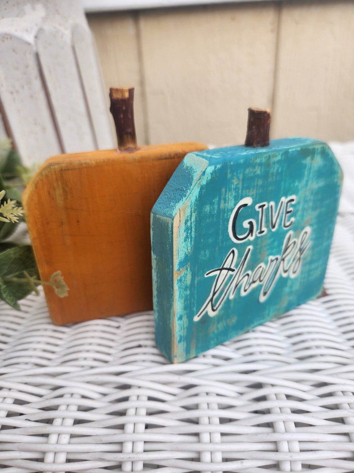 Fall Decor, Thanksgiving Decor, Give Thanks Wooden Pumpkin Set of 2 ...