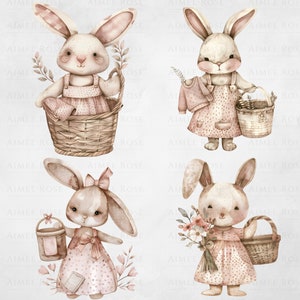 Watercolor Miss Rabbit Clipart Set - 14 PNG 300dpi | Nursery Art ...
