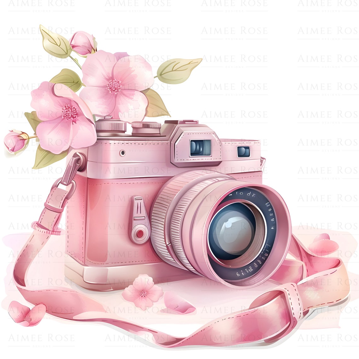 Vintage Camera Clipart Set Pink Floral Cameras PNG, High-res Digital ...