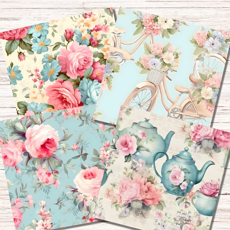 14 Shabby Chic Seamless Digital Papers | 12x12 Inch JPG | 300 DPI ...