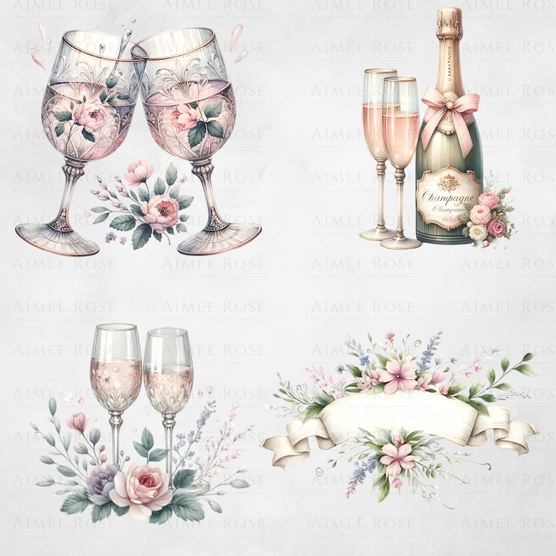 28 Wedding PNG Clipart Shabby Chic Style | Vintage Floral | Invitations ...