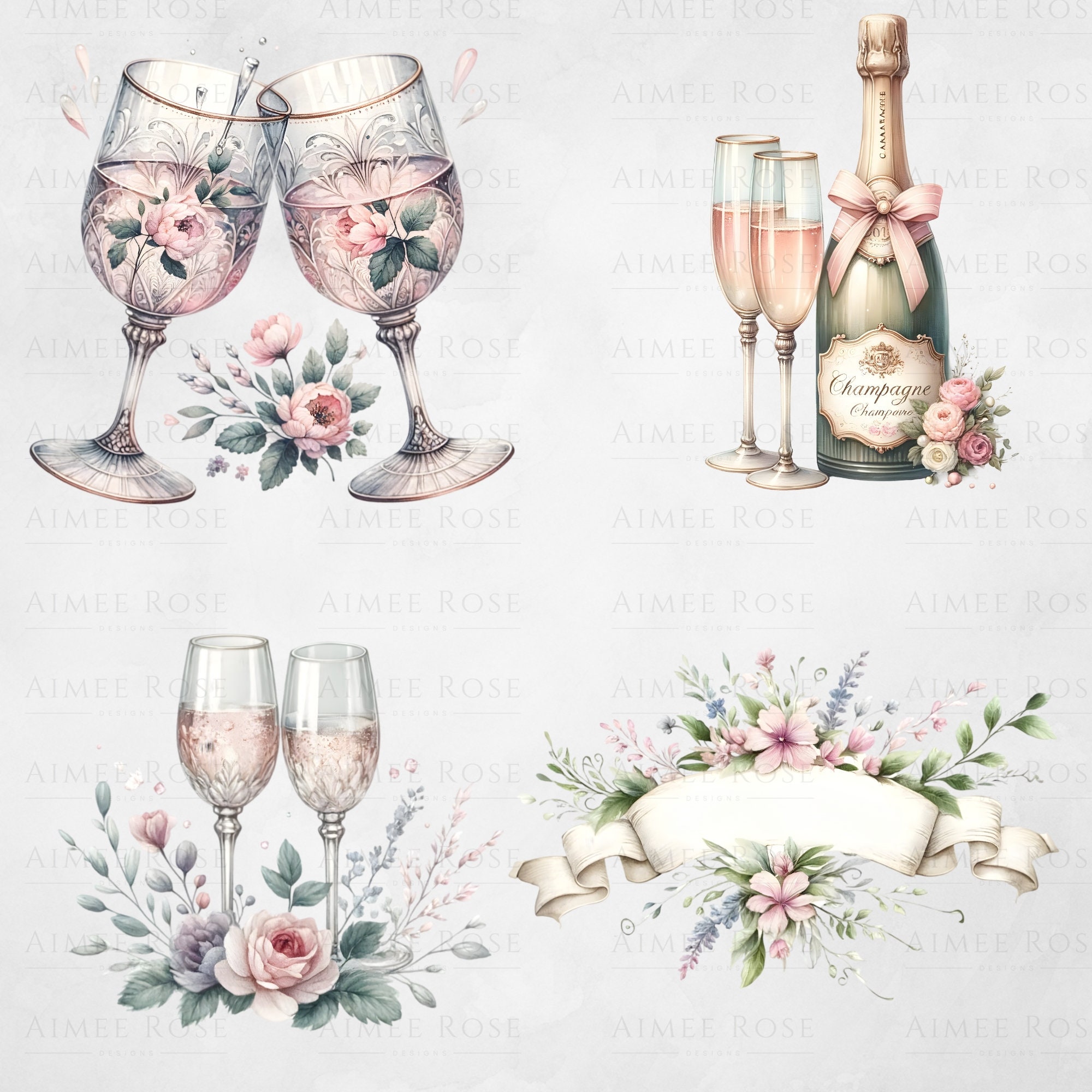 28 Wedding PNG Clipart Shabby Chic Style Vintage Floral Invitations ...