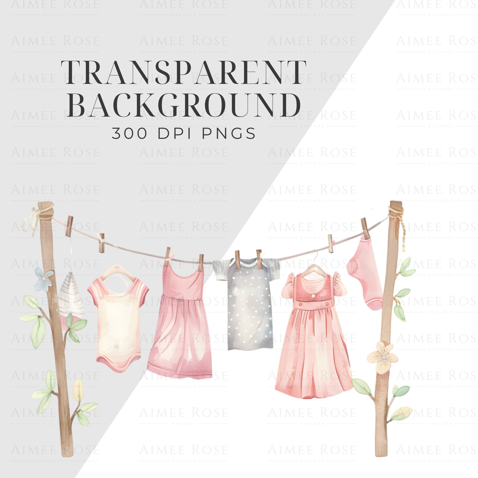 14 Watercolour Baby Clothes Line Clipart Pack Baby Shower Decor ...