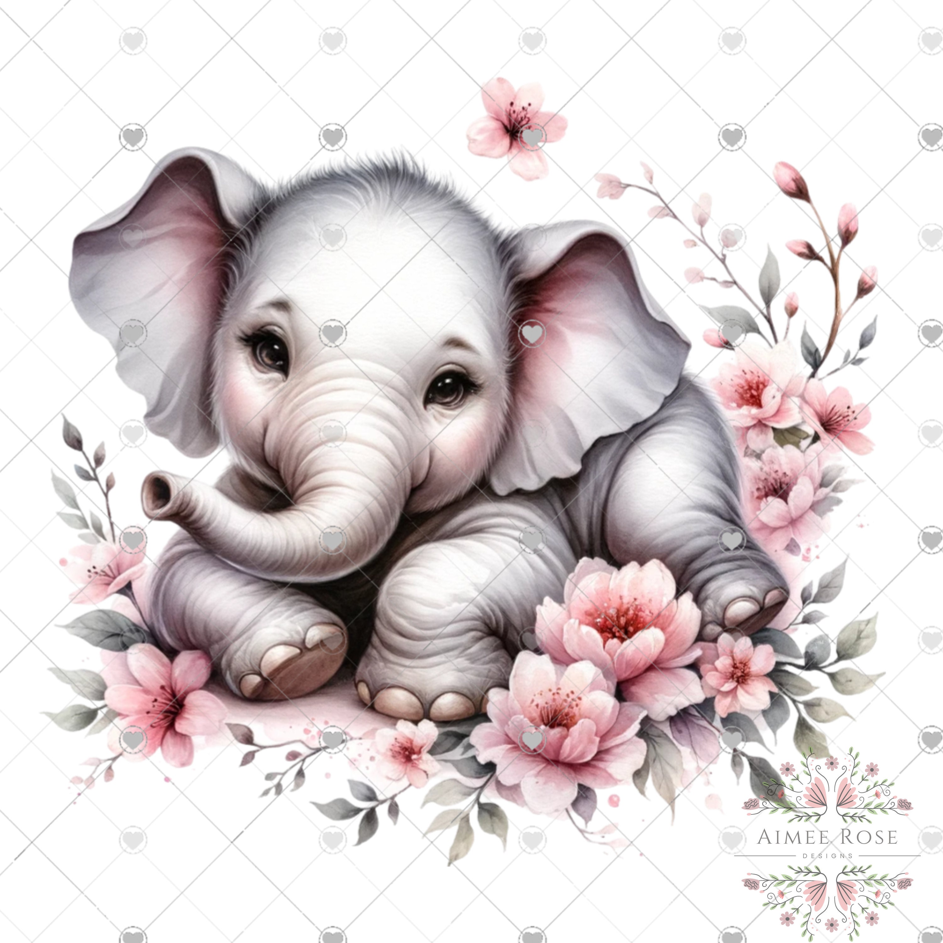 Cute Baby Elephant Clipart, 2 High Quality Pngs. Nursery Art, Card ...