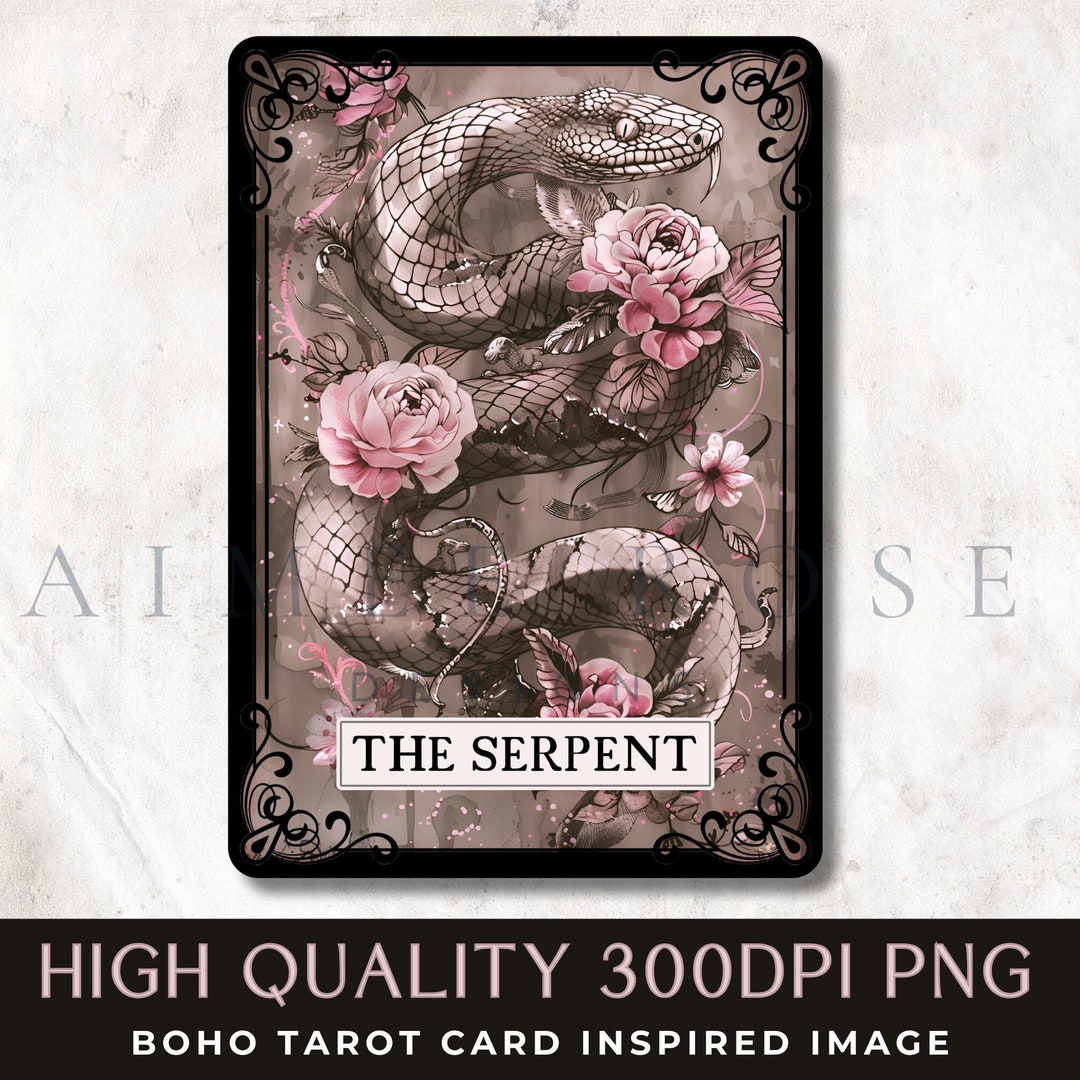 The Serpent Halloween Snake PNG Digital Download | Tarot Card Style PNG ...