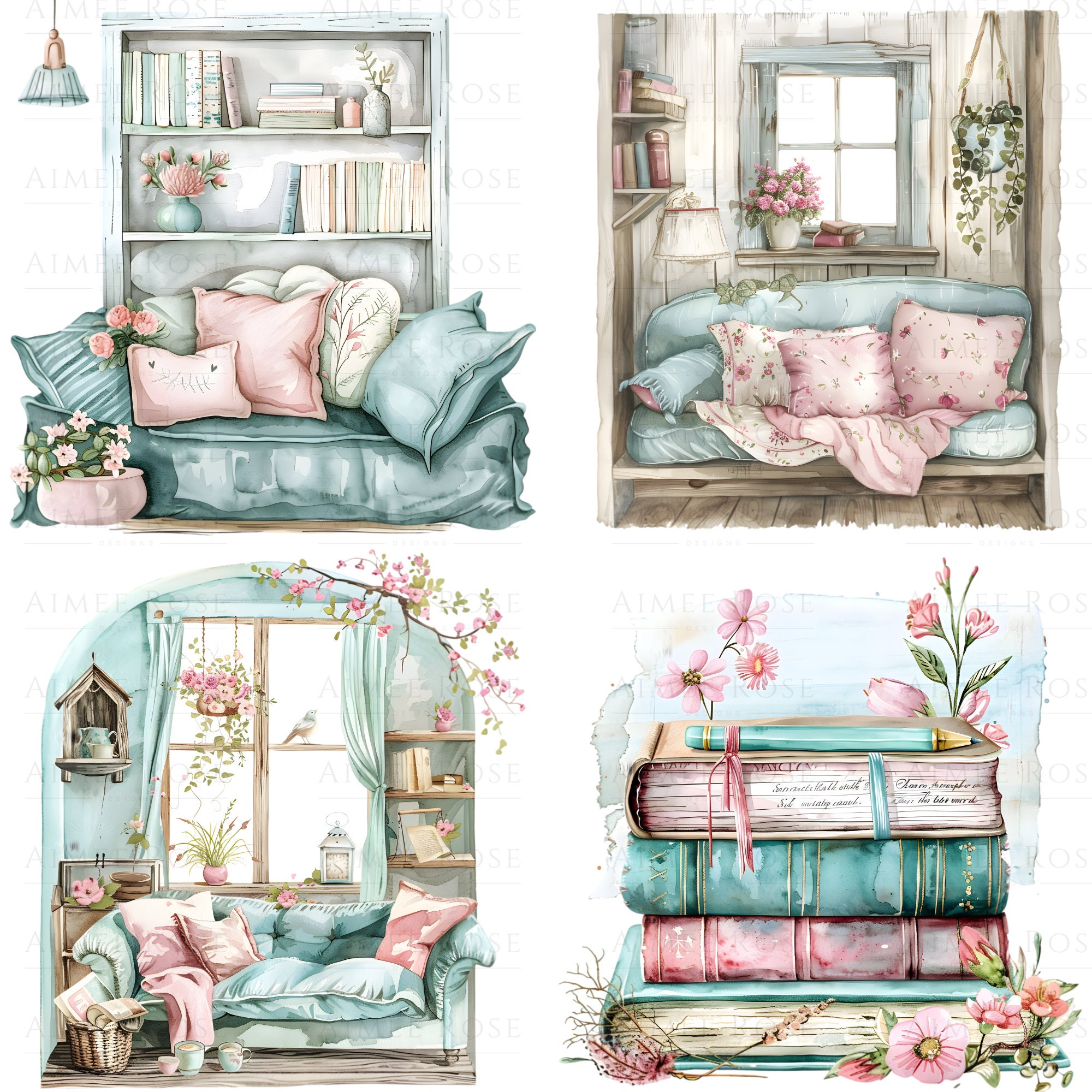 Vintage Books Clipart Collection 24 Shabby Chic Book Pngs Floral ...