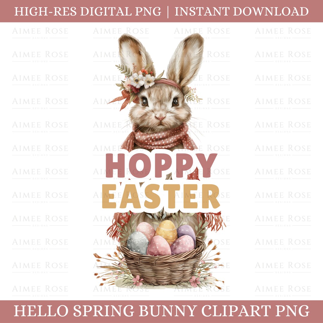 Hoppy Easter Bunny Clipart - Floral Rabbit PNG for Easter & Spring ...