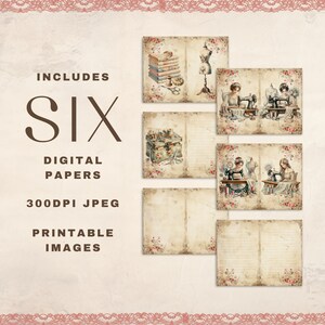 Vintage Sewing Junk Journal Digital Pages, Shabby Chic Printable Pages ...