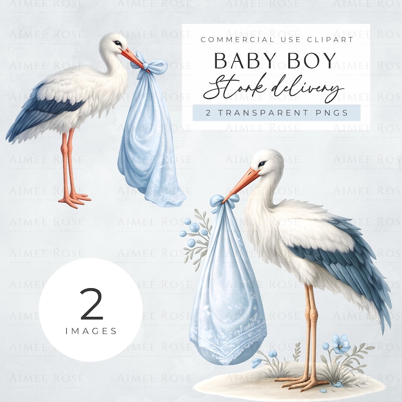 Stork Baby Clipart Bundle - Etsy
