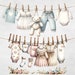 10 Shabby Chic Watercolor Clothes Line Clipart Baby Clothes, DIY ...
