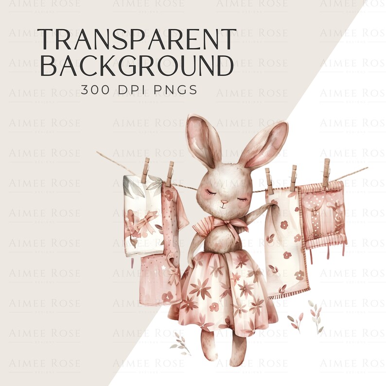 Watercolor Miss Rabbit Clipart Set - 14 PNG 300dpi | Nursery Art ...