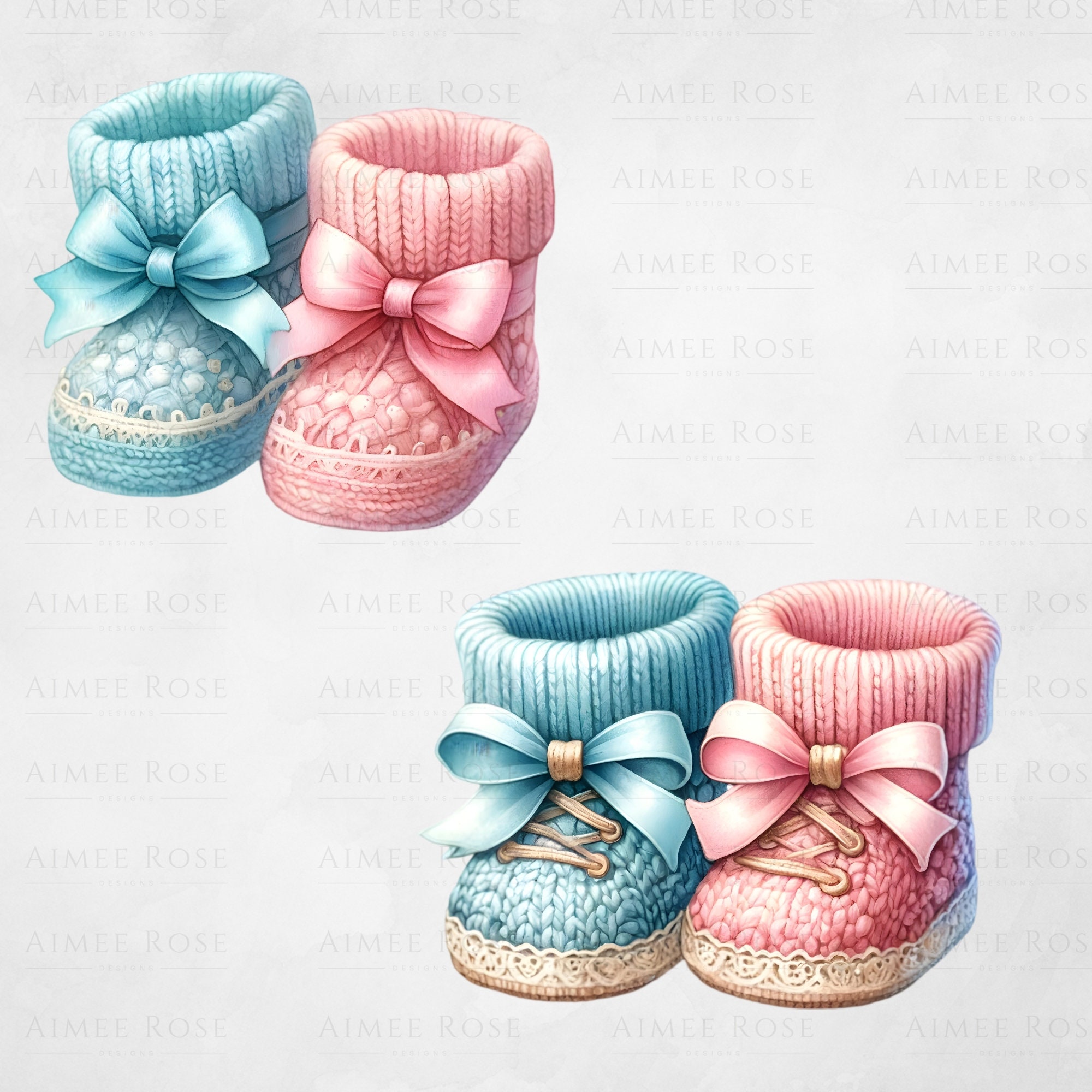 Gender Reveal Baby Booties Clipart, 10 PNG Images, Baby Shower ...