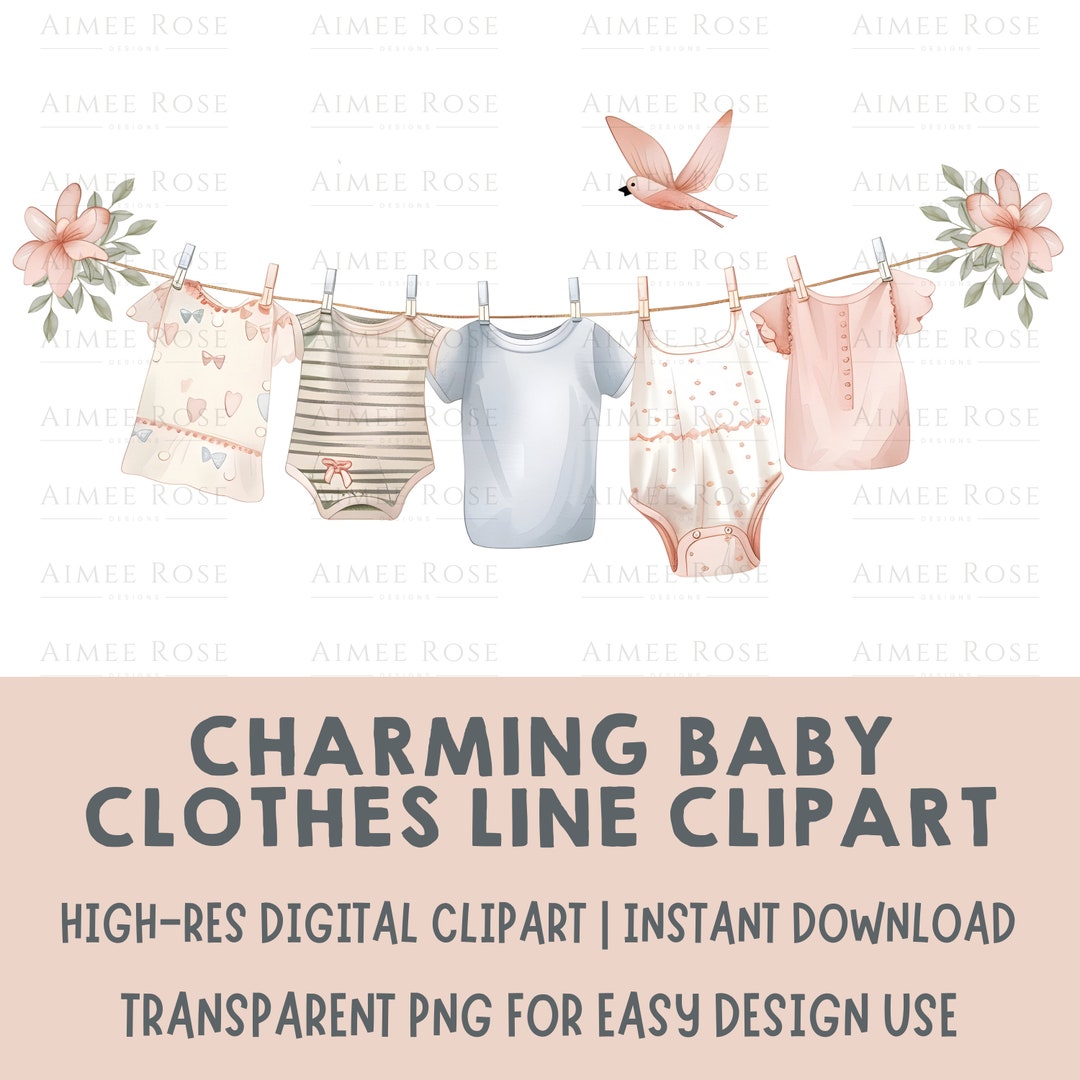 Baby Clothes Clipart Cute Nursery Clothesline PNG, High-resolution ...