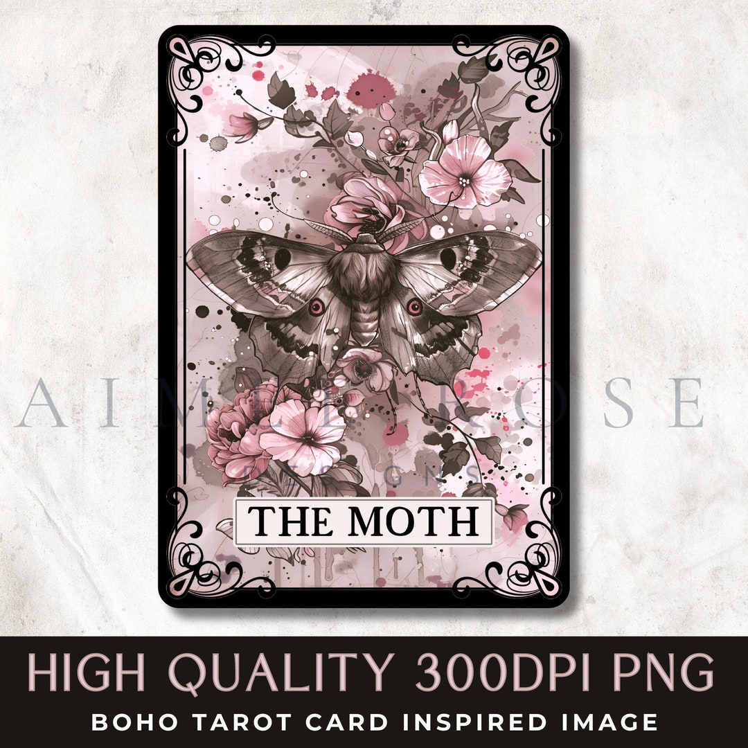 Halloween the Moth Tarot Card Style PNG Digital Download for Crafting ...