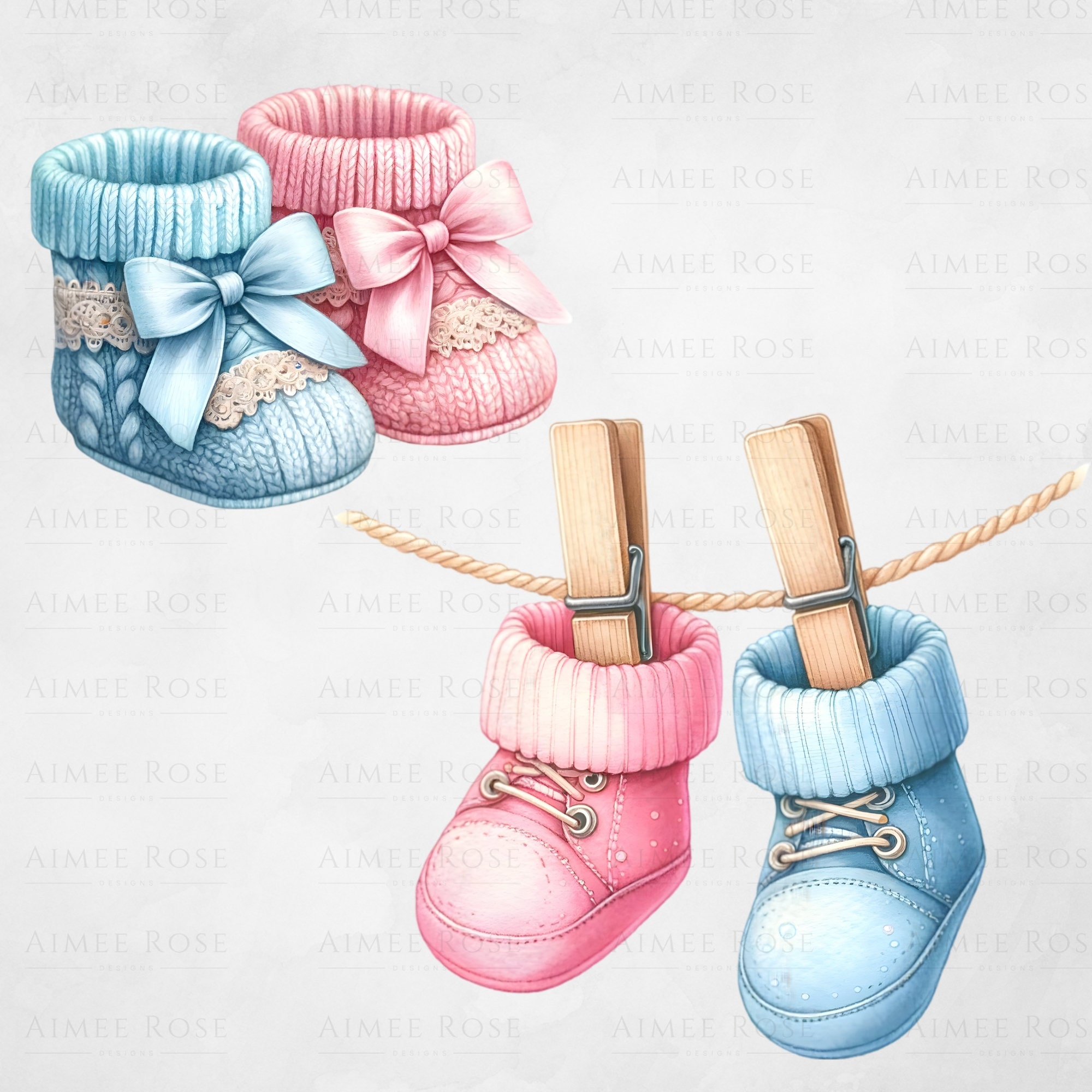 Gender Reveal Baby Booties Clipart, 10 PNG Images, Baby Shower ...