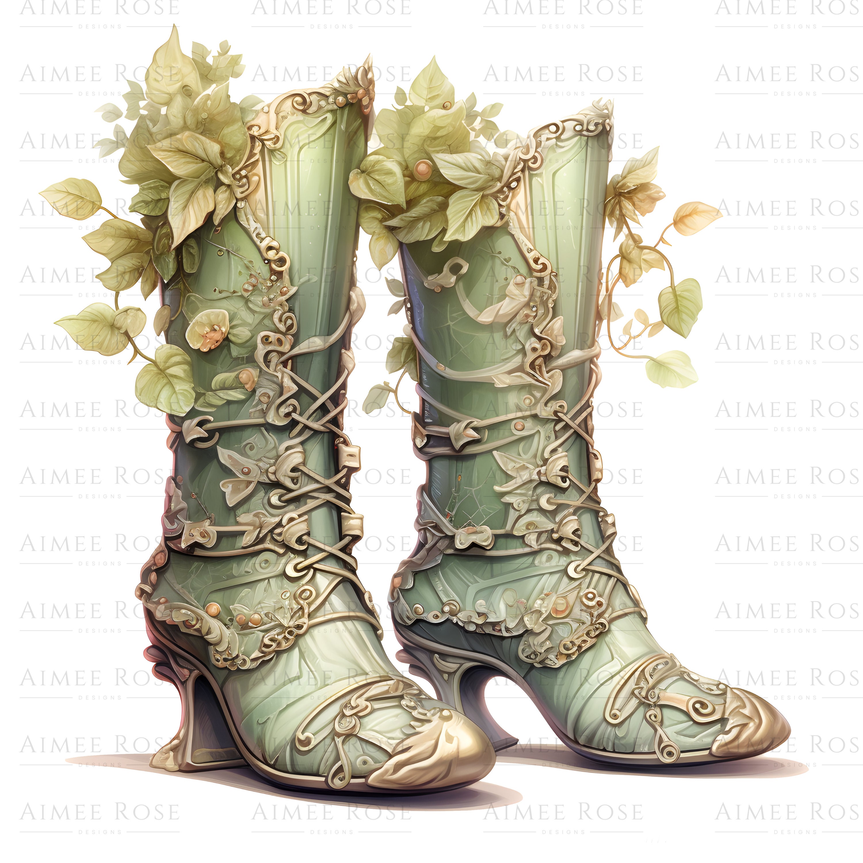 Fairy Tale Boot Clipart Set - Enchanted Garden High-res Digital PNG ...