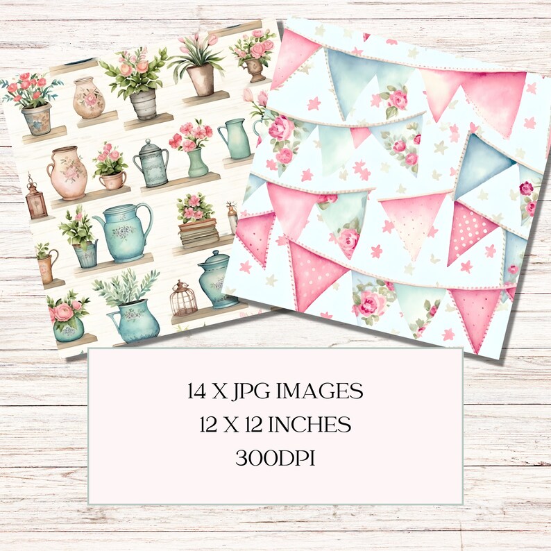 14 Shabby Chic Seamless Digital Papers | 12x12 Inch JPG | 300 DPI ...
