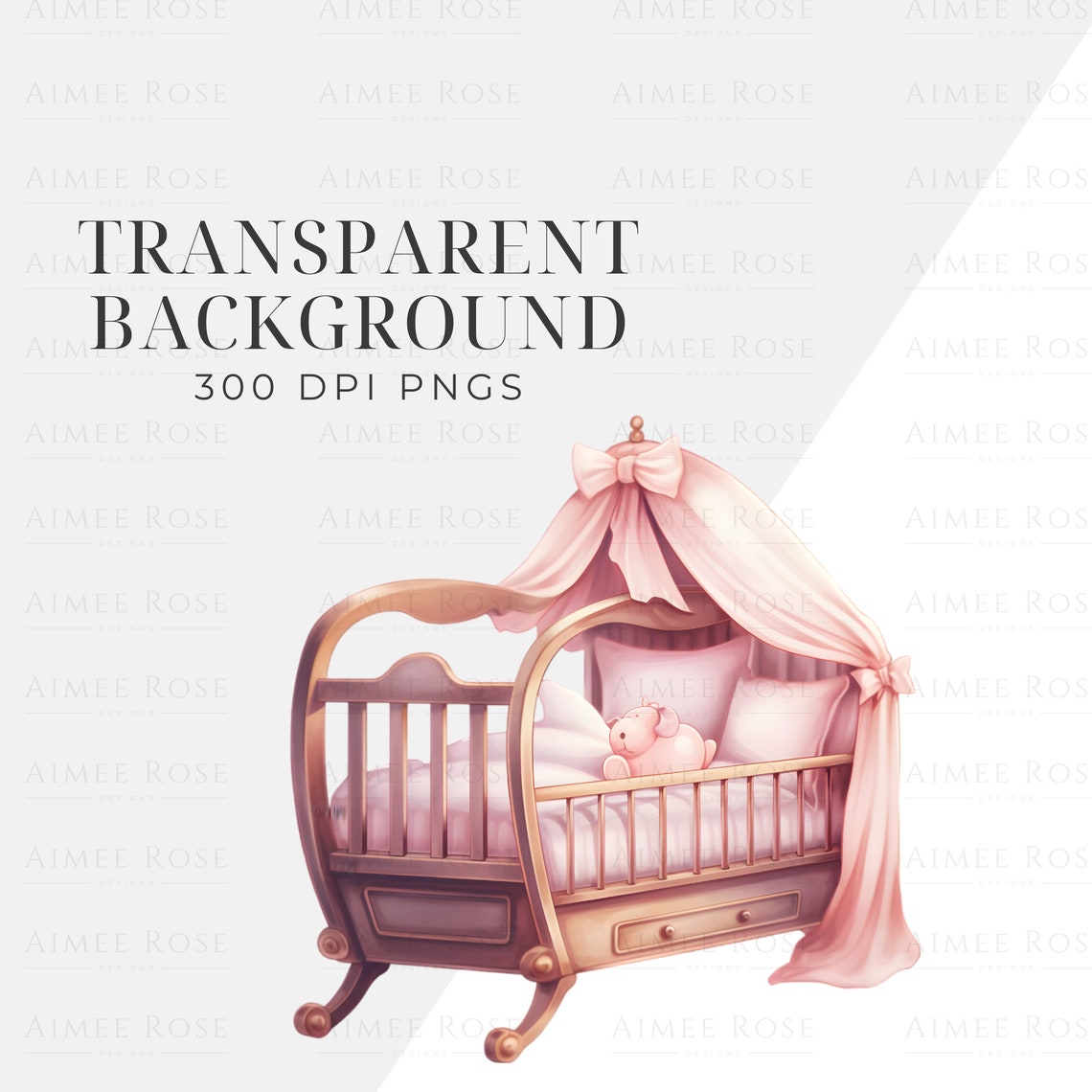 Baby Girl Nursery Clipart Set 13 Transparent Pngs Pink Vintage Cribs ...