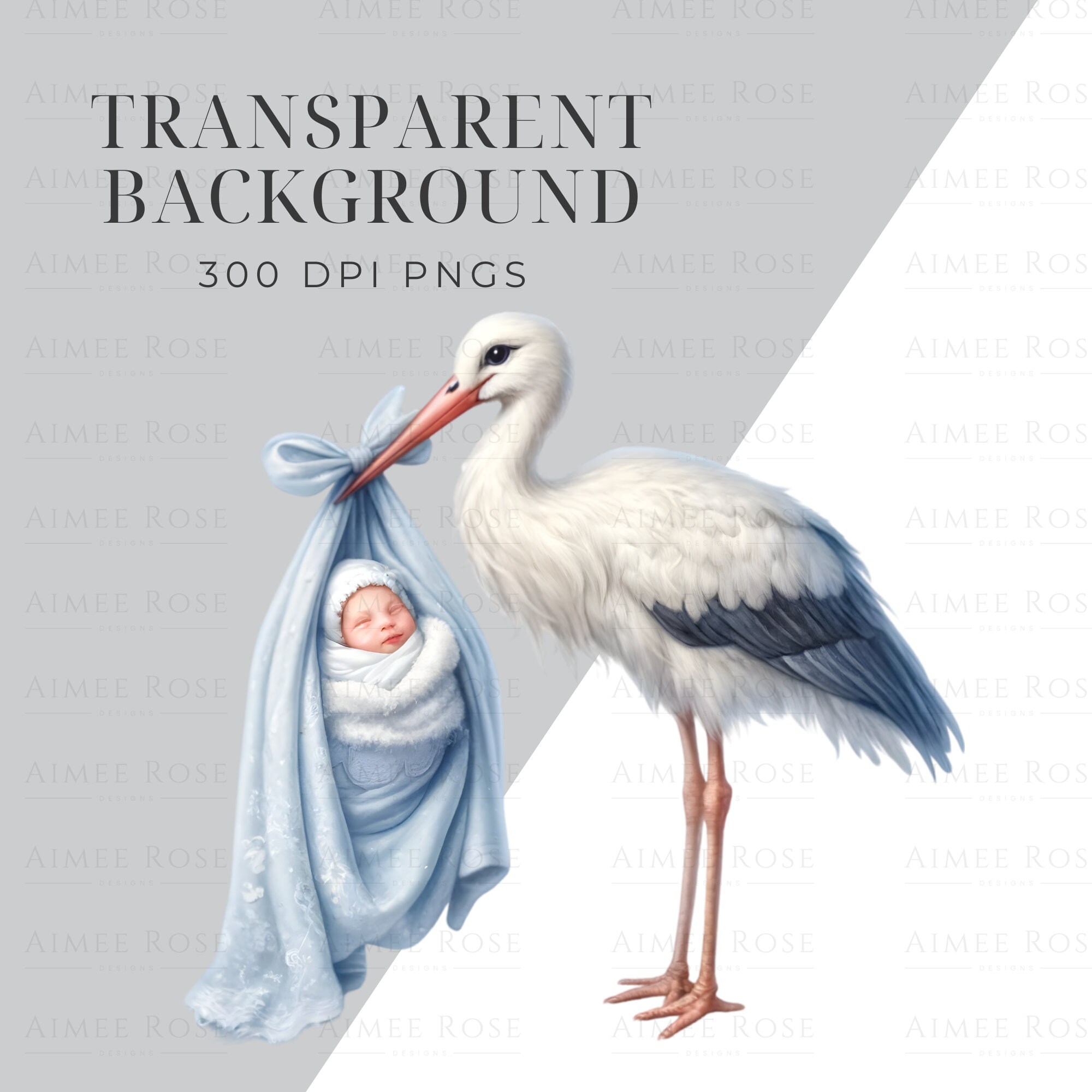 Stork Carrying Baby Boy Clipart - Blue Newborn Illustration, Baby ...