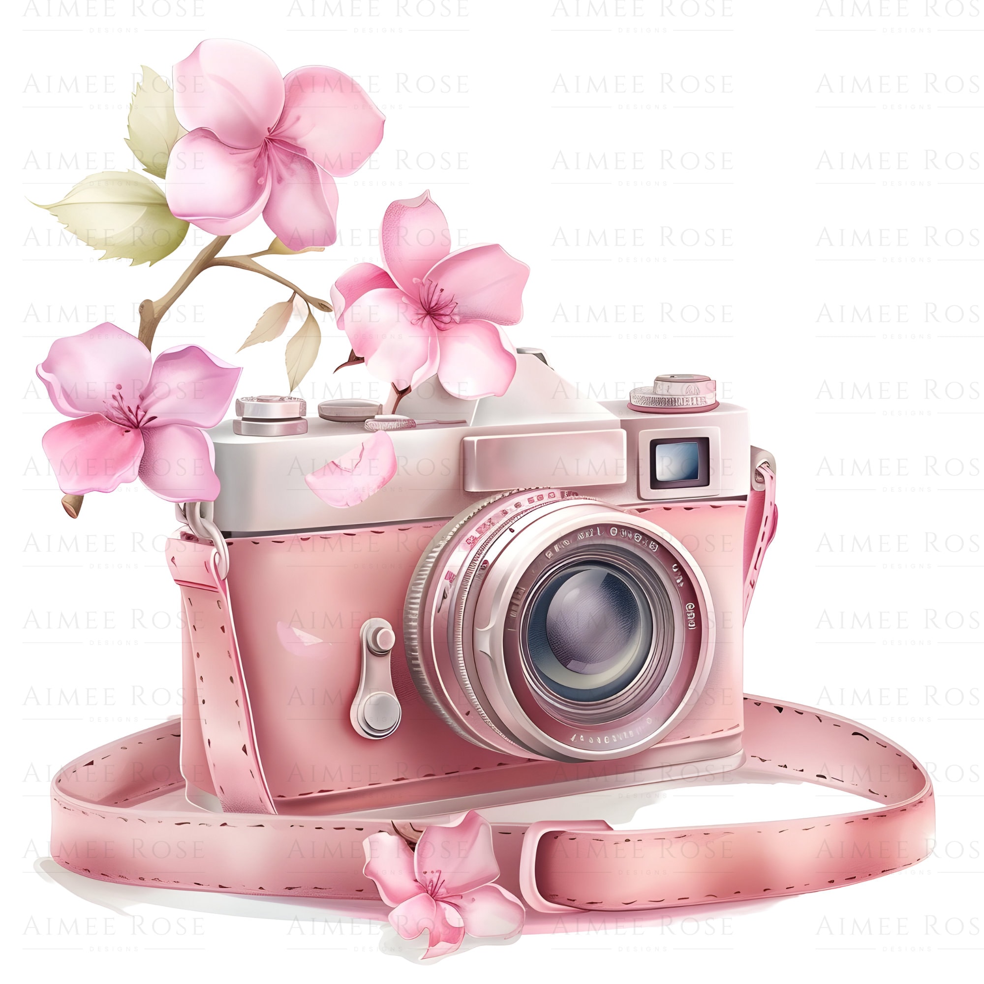 Vintage Camera Clipart Set - Pink Floral Cameras PNG, High-res Digital ...