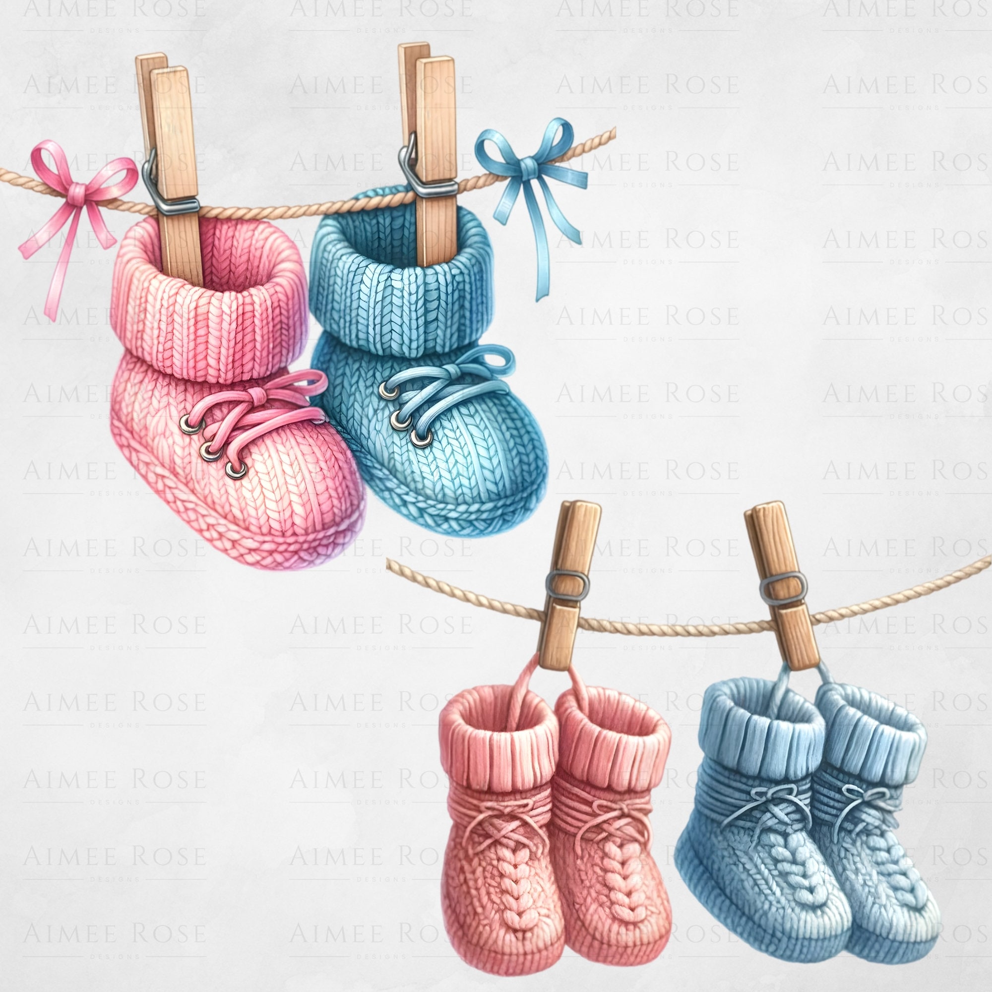 Gender Reveal Baby Booties Clipart, 10 PNG Images, Baby Shower ...